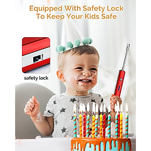 Candle Lighters 2 Pack Windproof Electric Lighters USB Rechargeable 360° Flexible Neck Long Lighter with Safety Lock Flameless Plasma Arc Lighter for Candle Grill Aromatherapy Camping (Black+Red)