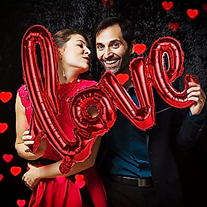 Valentines Day 40inch Shiny Red Letter Sign Love Balloon, "Love" Letter Foil Balloons Party Supplies Ecofriendly Reusable for Valentines Decor Wedding Bridal Shower