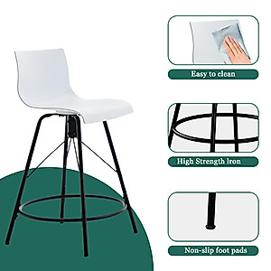 annjoe Swivel Bar Stools Metal Counter Height Stools Plastic Seat Chairs Set of 4 for Indoor Outdoor Home Kitchen Business (30" White)