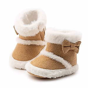 Zoolar Infant Unisex Warm Fur Lining Soft Boots Baby Winter Ankle Non-Slip Rubber Texture Sole Toddler Winter Snow Crib Shoes