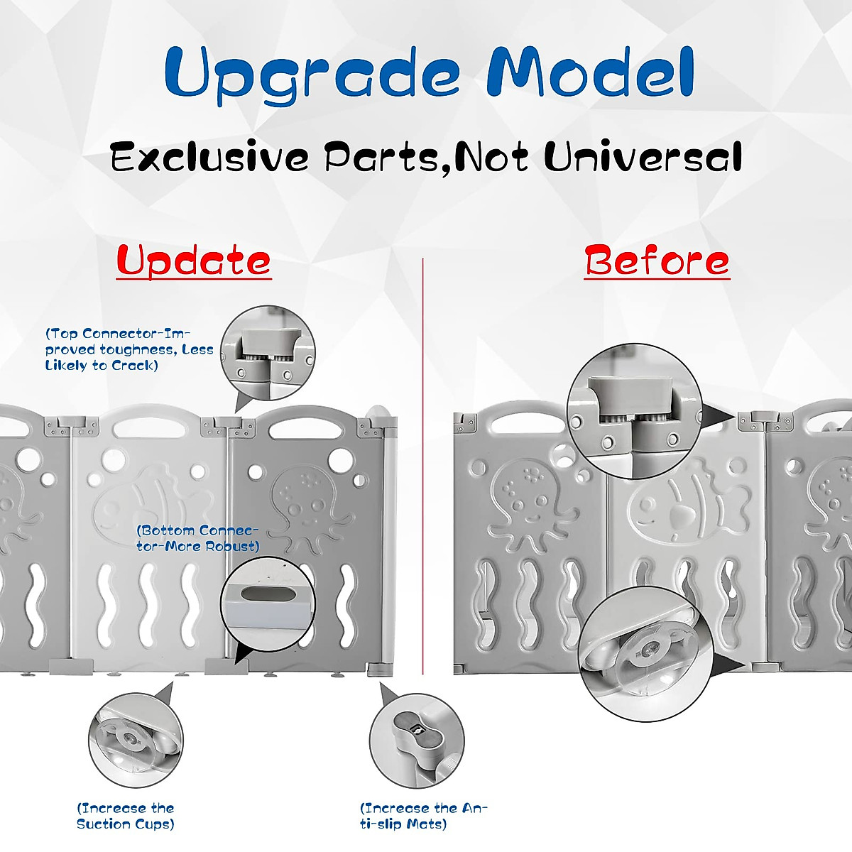 Albott Baby Fence 22 Panel Baby playpen Folding Play Pen Kids Activity Center Safety Play Yard Home Adjustable Shape Free Combination Portable Design for Indoor Outdoor Use (Grey, 22 Panel)