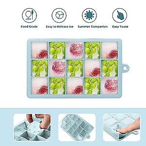 Ice Cube Trays 2 Pack, with Bear Ice Cube Mold and Removable Lid, Silicone Ice Cube Mold Easy-Release Flexible 15-cube Ice Trays and 24-cube Ice Trays for Whiskey, Cocktails
