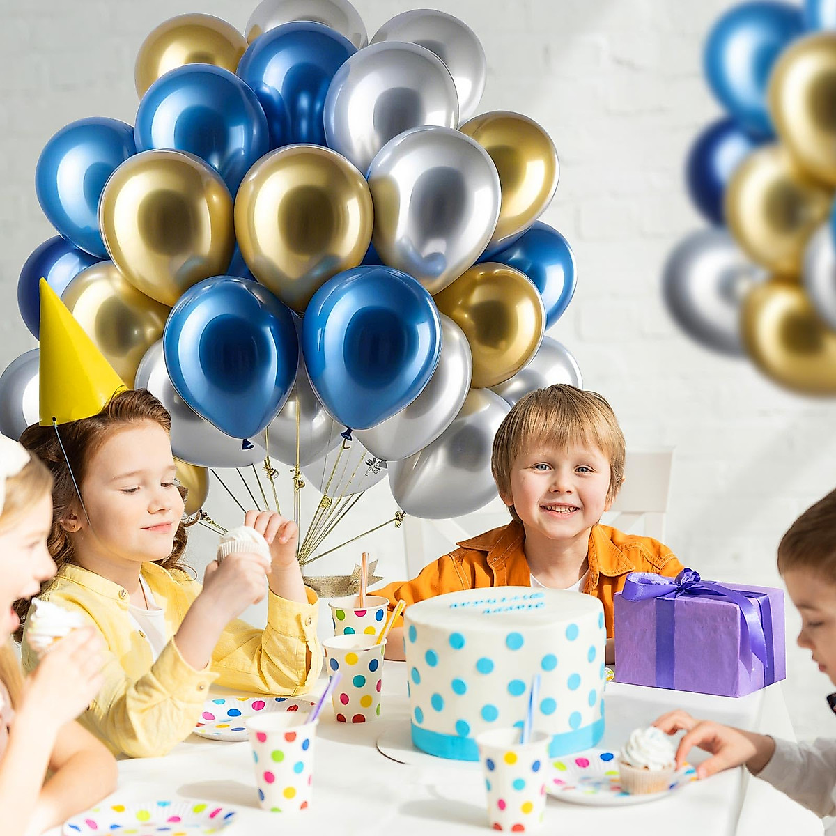 Metallic Gold Silver Balloon and Metallic Blue Balloon for Baby Shower Birthday Graduation Wedding Party Decorations