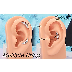OUFER 16G Helix Piercing Jewelry, 316L Surgical Steel Cartilage Earrings Stud, Clear CZ Tragus Earrings, Conch Lobe Piercing Jewelry for Women Men