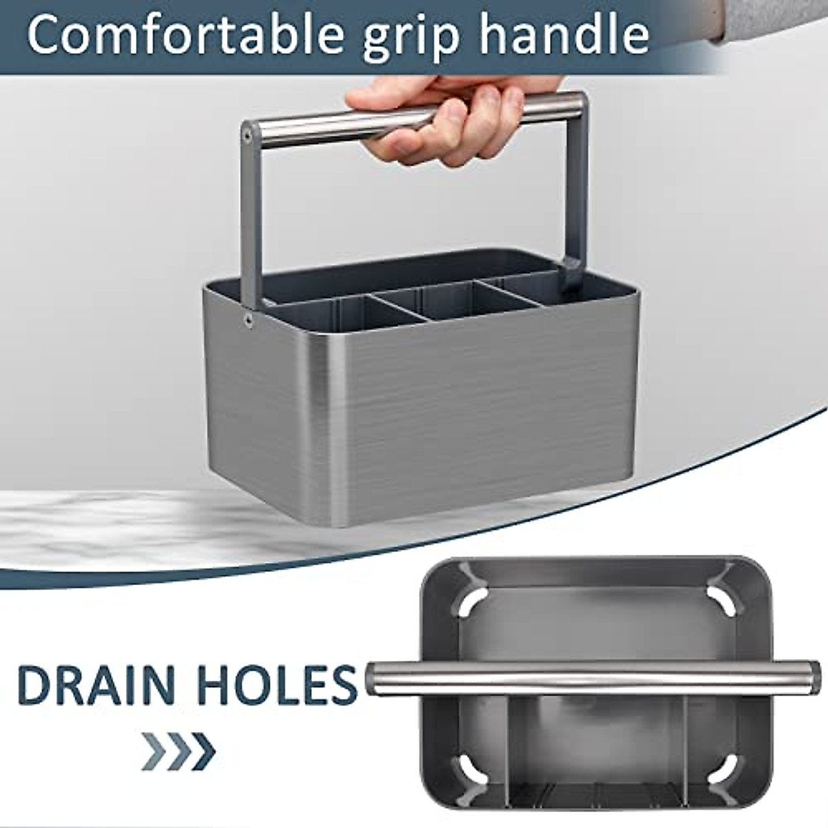 BYUNER Portable Shower Caddy Basket Bin with Handle and Adjustable dividers for College Dorm, Large Plastic Bathroom Storage Organizer Tote