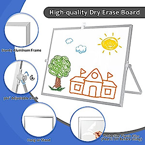 Dry Erase White Board - 12''x16'' Magnetic Desktop Whiteboard with Stand, 8 Markers, 4 Magnets, 1 Eraser - Portable Double-Sided White Board Easel for Kids Ages 3+/Drawing/to Do List/Wall/Desk/School