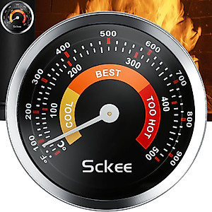 Wood Stove Thermometer, Magnetic Stove Temperature Stove Top Thermometer for Wood Burning Stove, Gas Stove, Pellet Stove, Temperature Meter for Fireplace, Pipe Thermometer Wood Stove (black)