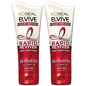 L'Oreal Paris Elvive Deep Conditioner - Rapid Reviver - Color Vibrancy - For Color Treated Hair - Net Wt. 6.0 FL OZ (180 mL) Per Tube - Pack of 2 Tubes