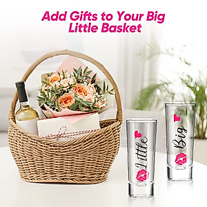 2 Pcs Sorority Big Little Shot Glasses with Heavy Base Big Little Sorority Gifts 2 oz Tequila Shot Glasses Mini Glass Cups Clear Shot Glass for Big Sister Little Sister Drinking Glassware (Lips)