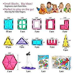 Jasonwell Magnetic Tiles Kids Magnetic Blocks Building Sets 3D Magnet Tile Building Blocks Magna Construction Educational STEM Toys Gifts for Toddlers Boys Girls 3 4 5 6 7 8 9 10 + Year Old