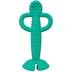 Busy Baby Teething Spoon - 2-in-1 Teether and Training Spoon for Self Feeding, Dishwasher Safe, BPA Free, Food Grade Silicone (Spearmint)