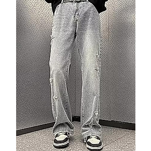 Kisswow Star Jeans Y2k Cargo Pants Women High Waist Ripped Jeans Womens Star Pants Aesthetic Pants Cyber Y2k Jeans for Women Cute Jeans for Teens