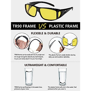 Peekaco Night Vision Driving Glasses Fit Over Glasses, Wrap Around Nighttime Glasses Anti Glare Polarized for Men Women