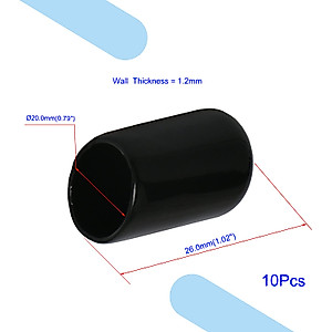 Aopin Bolt Caps Screw Thread Protectors Rubber Round End Cap Cover 0.79 Inch (20mm) PVC Flexible Tubing Pipe Protective Bolt Safety Cover | for Pipe Post Tubing Rod Cover 10 Pcs (Black)