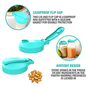 Masontops Multi Top - 2 Pack - Regular Mouth Mason Jar Lids with Easy Pour Spout and Flip Cap – Sip, Pour, Store & More - Lid Accessories For Mason Jars