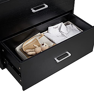 susici Wood 2 Drawer Lateral File Cabinet for Home Office,Lateral Wooden Filing Cabinet with Metal Handles for Letter/Legal/A4/F4 Size Hanging Files,30W x 16D x 24H (Black)