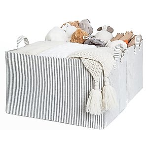 StorageWorks 45L Extra Large Fabric Storage Bins with Decorative Storage Boxes with Lids and Soft Rope Handles