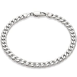 Amazon Essentials Sterling Silver Plated Curb Chain Bracelet 7.5", Sterling Silver