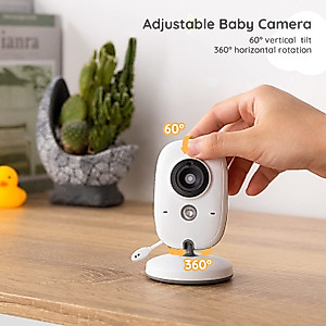 Baby Monitor, Wireless Video Baby Monitor with Camera, 3.2'' HD Screen, VOX Mode, Rechargeable Battery, Night Vision, Two-Way Talk, Feeding Reminder, Smart Temperature, 8 Lullabies, Baby/Elder/Pet