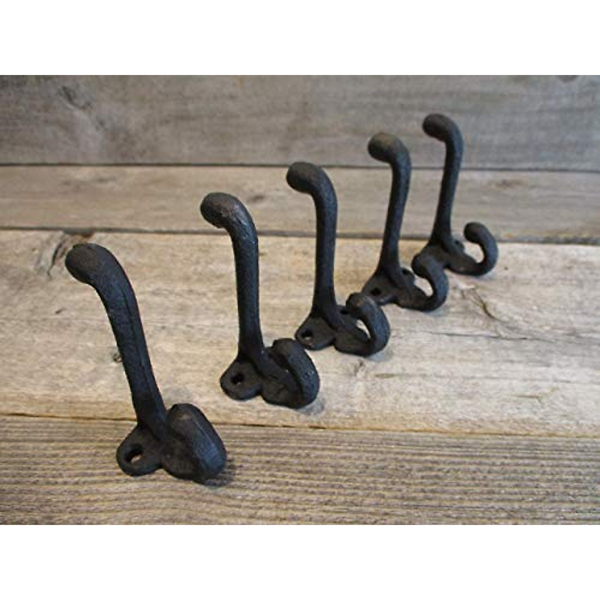 MIDWEST CRAFT HOUSE 5 Black Coat Hooks CAST Iron Acorn 3 1/4" Long HAT Wall School Towel