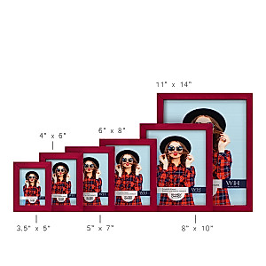 Renditions Gallery 5x7 inch Picture Frame Set of 2 High-end Modern Style, Made of Solid Wood and High Definition Glass Ready for Wall and Tabletop Photo Display, Red Frame