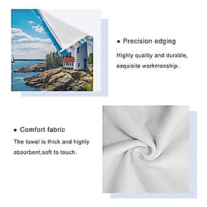 Flradish Lighthouse Towels 3 Pack Bath Towels for Bathroom Set Soft Cotton Highly Absorbent Lightweight & Quickdry Towel Set 1 Bath Towel,1 Hand Towel,1 Washclothe