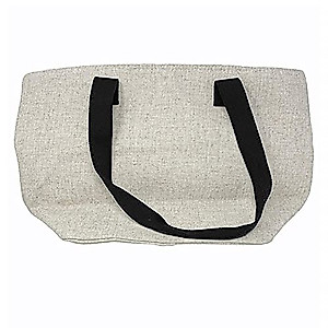 Rae Dunn Tote with Linen Exterior, and insulated lining to help keep food fresh from heat & Cold. (Eat/Black Embroidery)