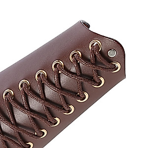 Arm Gurad, Archery Arm Guard Bracer Hunting Shooting Lace-up Leather Armguard(Brown)