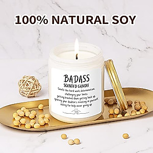Sinsufur Congratulations Gifts for Women, Inspirational Gifts for Women Friends Coworkers, Birthday Christmas Gifts for Women - Boss Lady, New Job, Promotion Gifts for Women, 7oz Badass Scented Candle