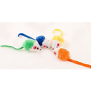 Play Fur Mice Cat Toys – Mixed Bag of 10 Play Mice with Rattling Sounds – 4 Color Variety Pack of Catnip Toy