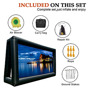PPXIA Inflatable Screen Outdoor 30ft with Air Blower, Extra Large Blow Up Projector Screen for Outside Movie Nights Home Theater Backyards Pool BBQ Party Fun, Supports Front and Rear Projection