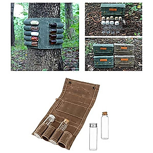 Ivyoiux Spice Jar with Storage Bag Food Seasoning Bottle Salt/Sugar Holder Jar Gadget for Outdoor Camping Picnic 9Pcs Green