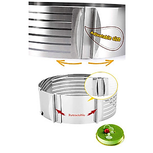 Cake Leveler Cake Slicer Layer Cake Cutter Slicer Stainless Steel Adjustable Big Cake Rings 7-Layer Cake 6-8 inch/9.5-12inch Stainless Steel Cake Slicer Leveler Mousse Mould Slicing Cake