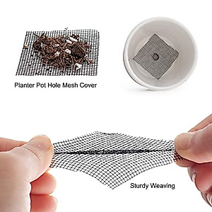 ORIMERC 200 Pcs 2 x 2 inch Plant Pot Drainage Hole Mesh Pad Screen with 30 feet Self Watering Hydroponic Wick Cord DIY Vacation Automatic Waterer Sitter Potted Bonsai Succulent Flower Bottom Grid Mat