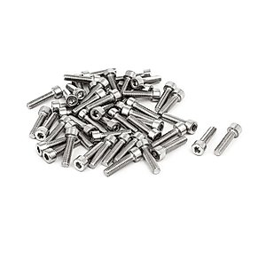 Aexit M4X16mm Fully quality Parts Thread Hex Socket Head Knurled Cap Screw Bolt Silver Tone 50pcs Model:72as619qo97