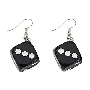 2 Pairs Dice Earring Contracted Sieve Disco Dancing Earrings Funny Cube Dice Casino Drop Earrings