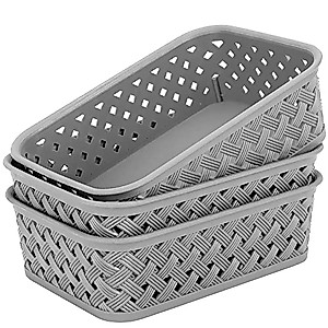 MaxGear Organization and Storage 3 Packs, Plastic Storage Bins Storage Basket, Organizer Bins Baskets for Organizing, Plastic Baskets, Small Basket Small Storage Bins, Organization Baskets for Home