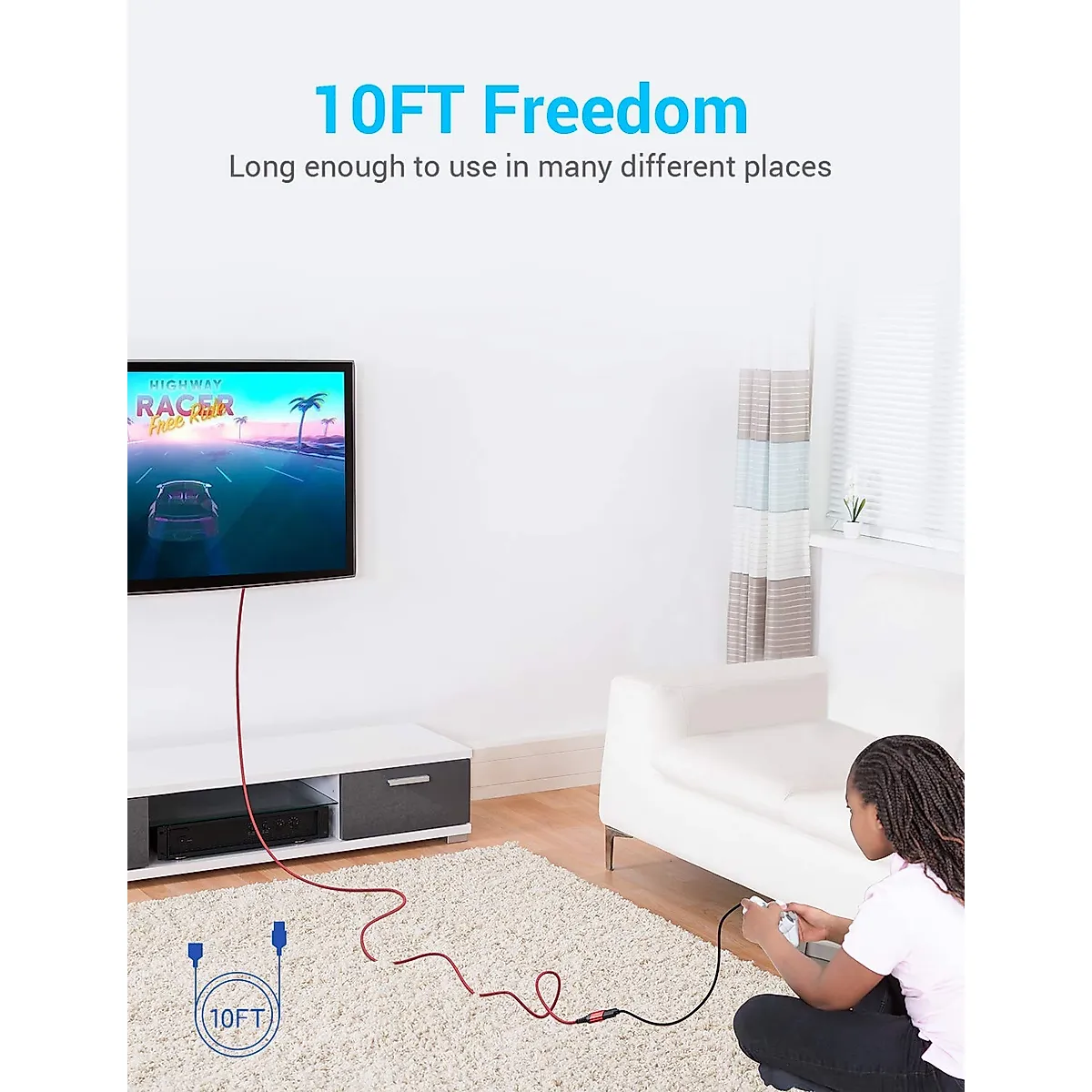 AINOPE USB Extension Cable,USB Extender,USB 3.0 Extension Cable, Male to Female Cord High Data Transfer Compatible with Webcam,USB Keyboard,Flash Drive,Hard Drive,Printer,10FT,Red