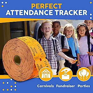 Toysery Multicolor Raffle Tickets - 6000 Tickets (3 Double Rolls of 2000 Tickets Roll), Consecutively Numbered Fundraiser 50/50 Raffle Tickets for Christmas Party, Concert, Carnivals & Other Event