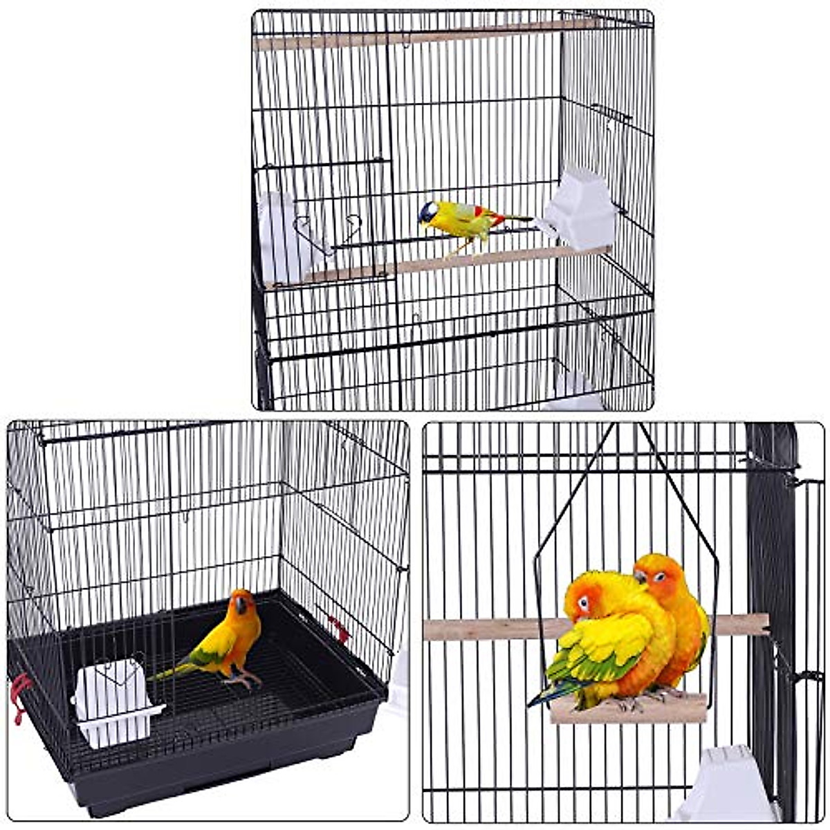 YJJT Bird House Pole Bird Cages for Parakeets - Black Bird Nest Aviary Habitat for Outside Hanging - Bird Bath for Cage Indoor Breeding Fun, Spacious Enough, Easy to Clean, Decor Metal Wall