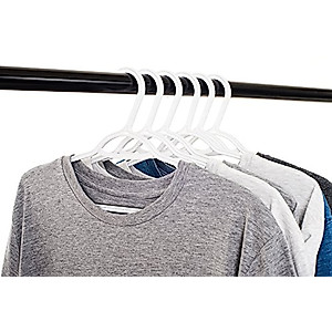 Popular Design Products 10 pc White Plastic Hangers with Built-in Grey Grip Strip Non-Slip Pads - Perfect for Dresses, Blouses and Pants - Work Great for Shirts, Ties, Scarves and Sweaters