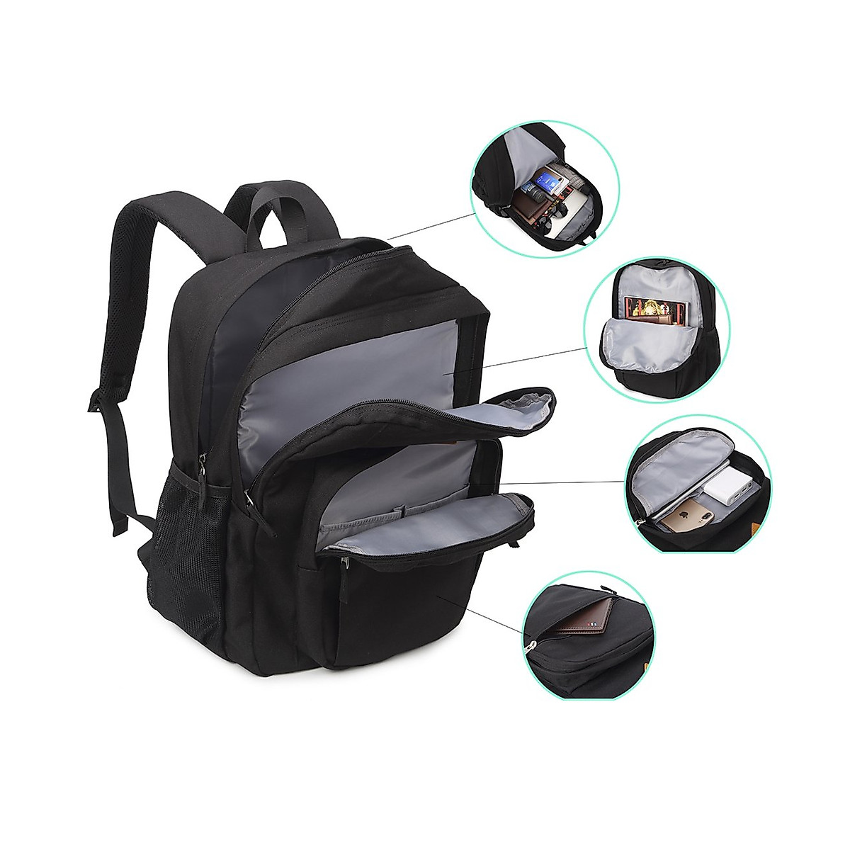 abshoo Classical Basic Womens Travel Backpack For College Men Water Resistant Bookbag (Black)