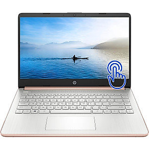 HP Stream 14inch HD Touchscreen Display, Intel Celeron Dual-Core Processor, 4GB RAM, 128GB Storage (64GB eMMC+64GB Card), Webcam, 1-Year Microsoft 365, Win11, Rose Gold, W/GaLiMu