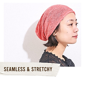 CHARM Linen Beanie Hat for Summer - Mens Slouchy Beanie Womens Baggy Knit Cap Cooling Hat Black