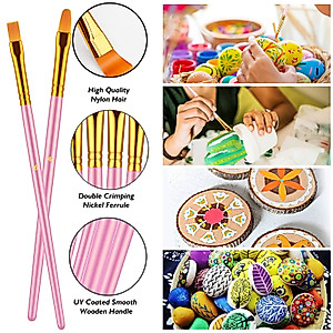 Paint Brushes Set, 20 Pcs Paint Brushes for Acrylic Painting, Oil Watercolor Acrylic Paint Brush, Angled Paintbrushes for Body Face Rock Canvas, Kids Adult Drawing Arts Crafts Supplies, Pink+Black