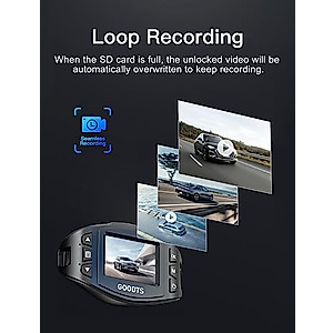 2K Dash Cam Front 1440P, GOODTS Car Camera with 2.45” IPS Screen, Mini Dash Camera for Cars with 150°Wide Angle, Dashcam with G-Sensor, Loop Recording, Parking Monitor, 64GB SD Card, SD Card Reader