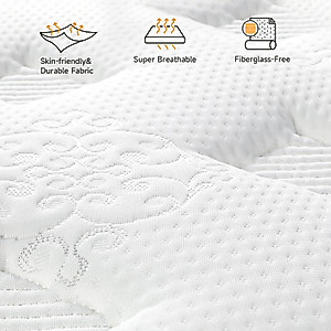 Vesgantti Twin Mattress, 10 Inch Twin Size Hybrid Mattress in a Box, Twin Bed Innerspring Mattress with Gel Memory Foam and Pocket Coils Spring, Tight Top Series Medium Firm Feel