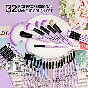Make up Brushes, VANDER Professional 32pcs Makeup Brush Set, Makeup Brushes Set Foundation Blending Cosmetic Brush Set Kit,Purple
