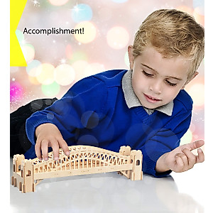Puzzled Sydney Bridge 3D Wooden Puzzle Model Kit - Fun and Education Wooden Building Kits for Kids, DIY Wooden Puzzle Toy Bridge Model Construction Kit, Cool Architecture Gifts for Kids - 55 Pieces