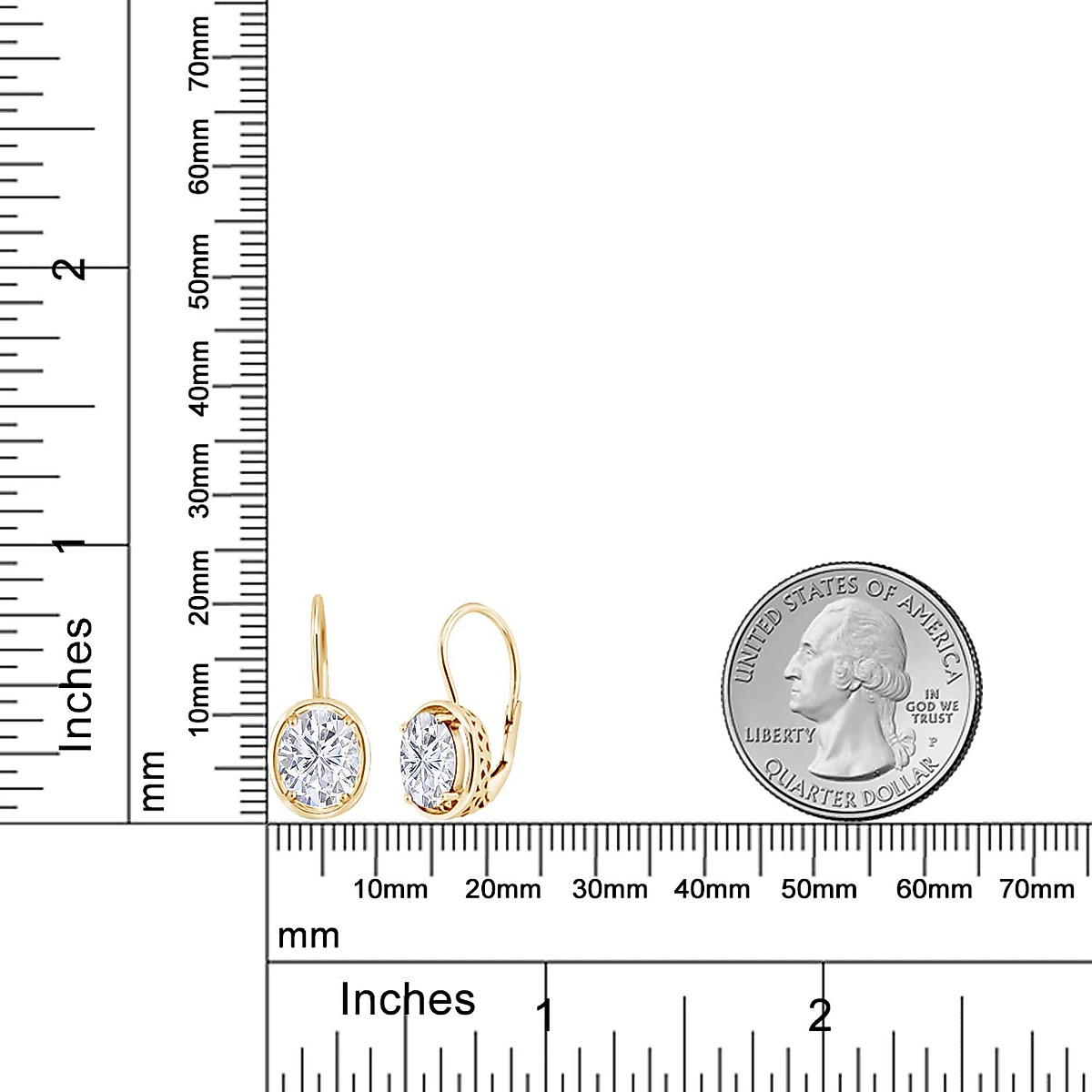 Gem Stone King 18K Yellow Gold Plated Silver White Moissanite Dangle Earrings For Women (4.20 Cttw, Oval 9X7MM)